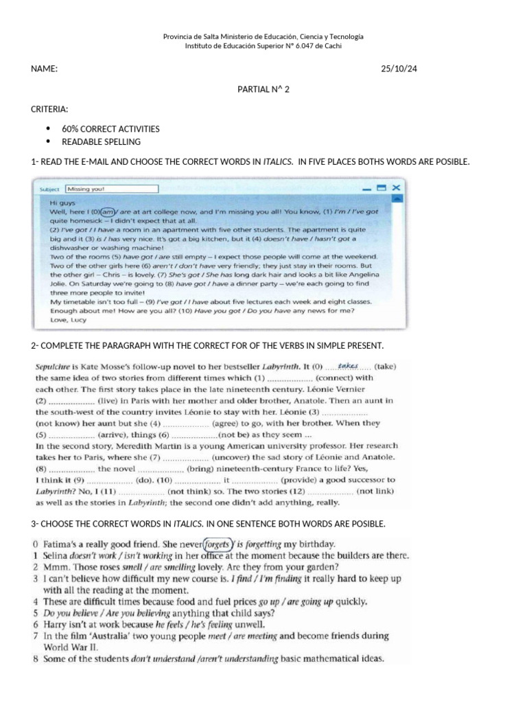 Parcial 2 Gramatica 1 | PDF