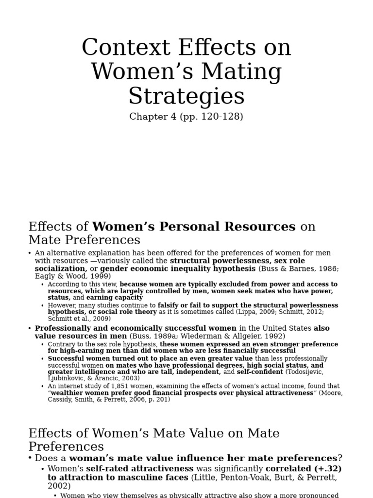 7. Context Effects on Women’s Mating Strategies | PDF | Physical ...