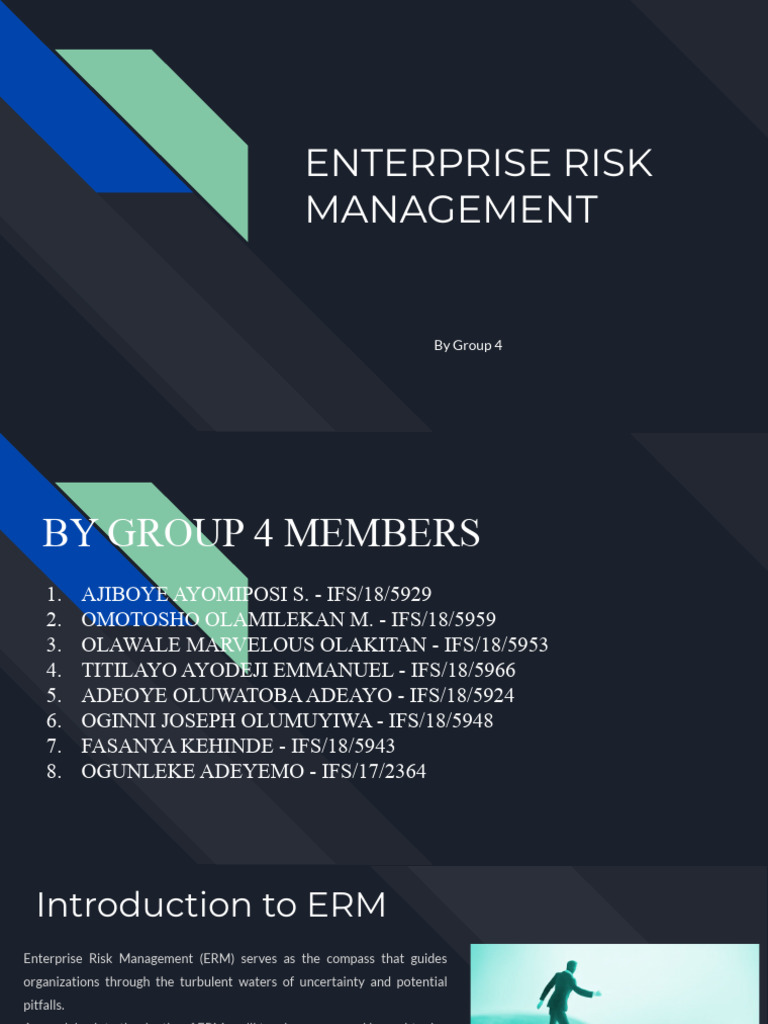 Group 4 - ERM Presentation | PDF | Risk Management | Risk