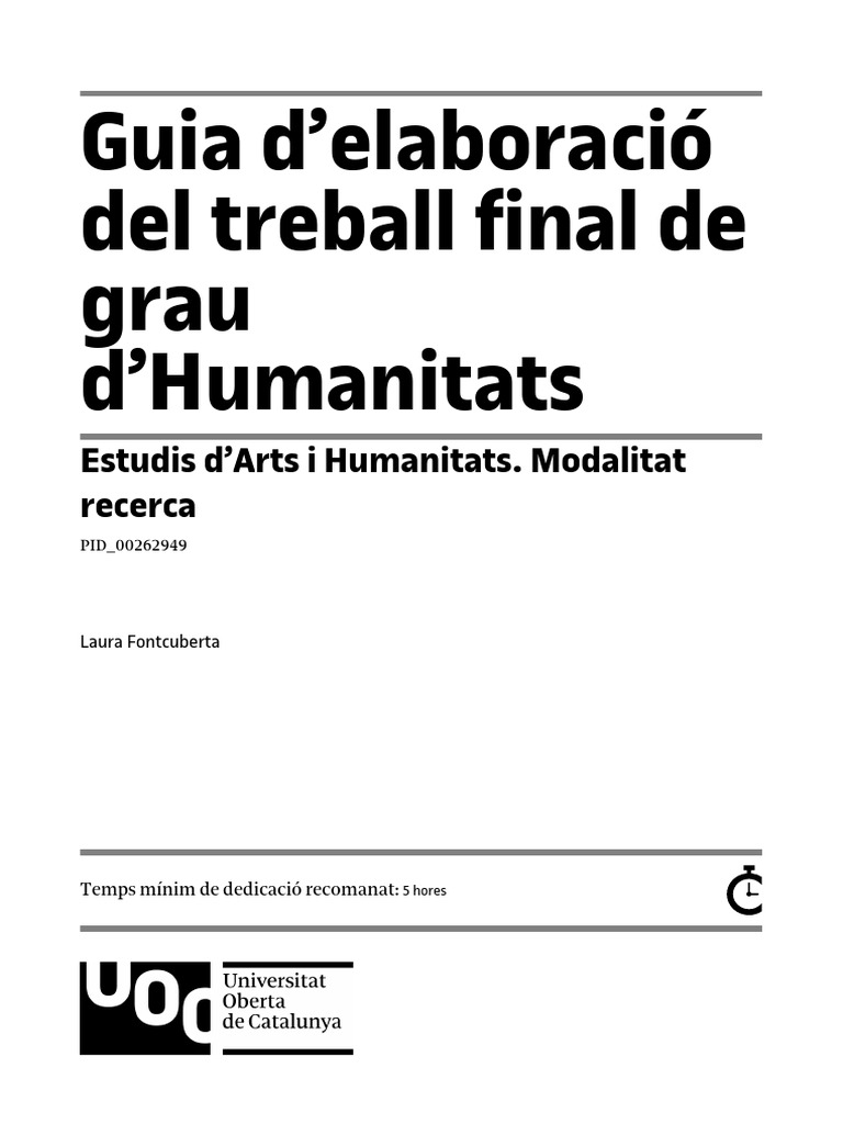 Treball Final de Grau - Guia Delaboracio Del Treball Final de Grau DHumanitats | PDF