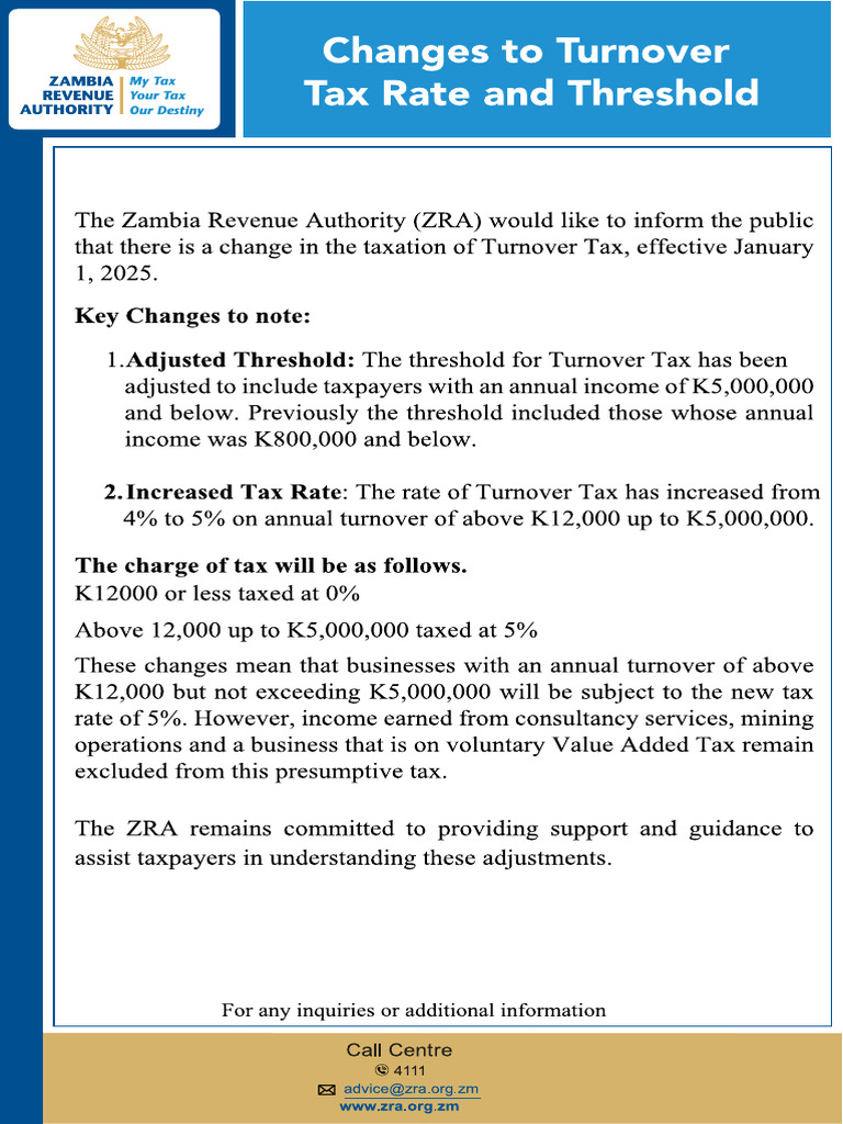 Changes To Turnover Tax Rate and Threshold | PDF