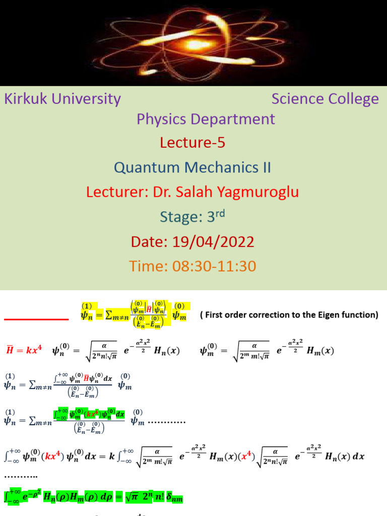 Lecture Five Quantum II | PDF | Physical Chemistry | Physical Sciences