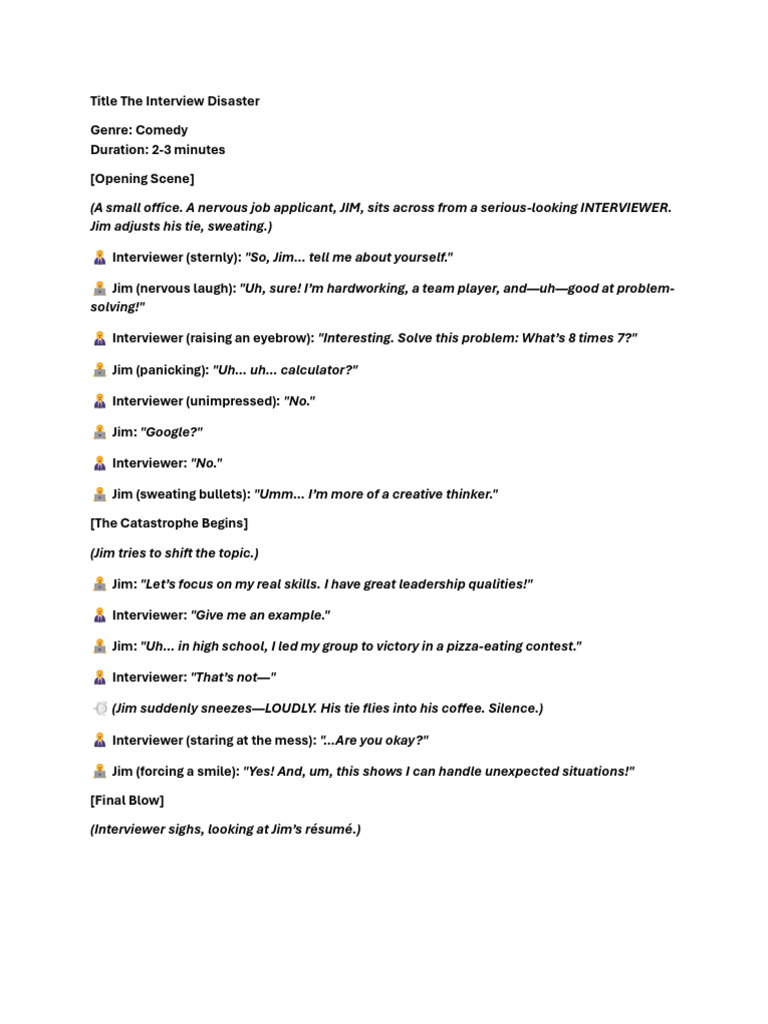 Title The Interview Disaster | PDF