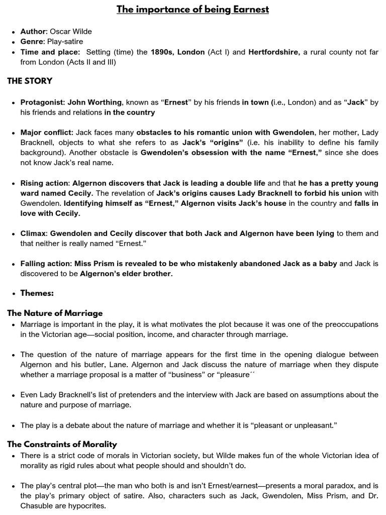 Oral 2nd Midterm Stories | PDF | The Importance Of Being Earnest