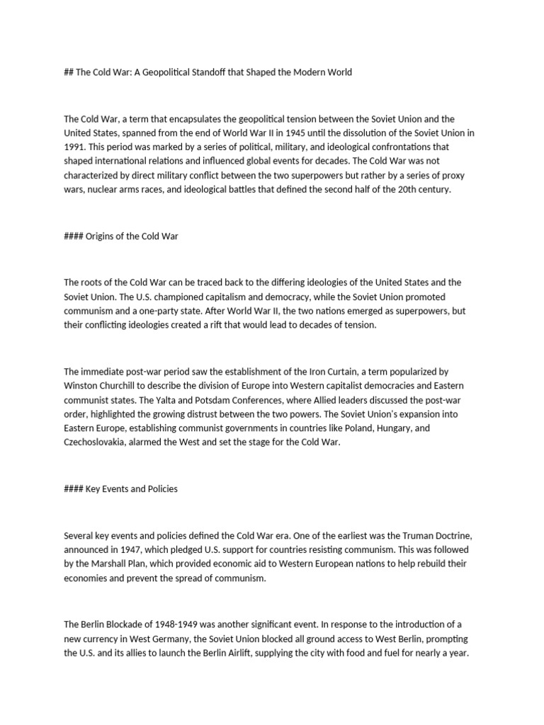 Cold War: Ideological Conflict Overview | PDF | Cold War | Soviet Union