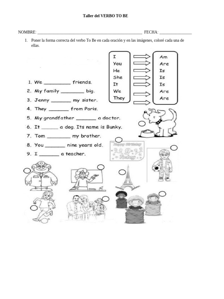 Taller Del VERBO TO BE | PDF