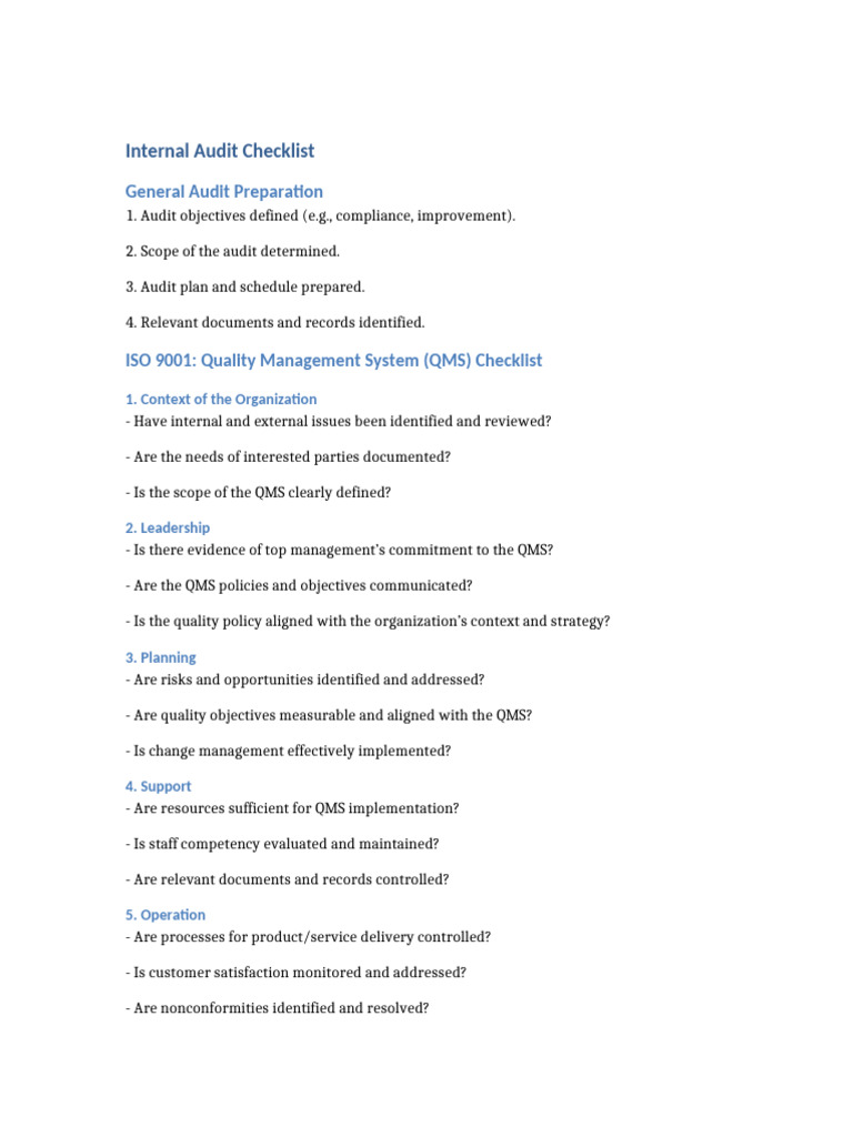 ISO Audit Checklist | PDF | Quality Management System | Audit