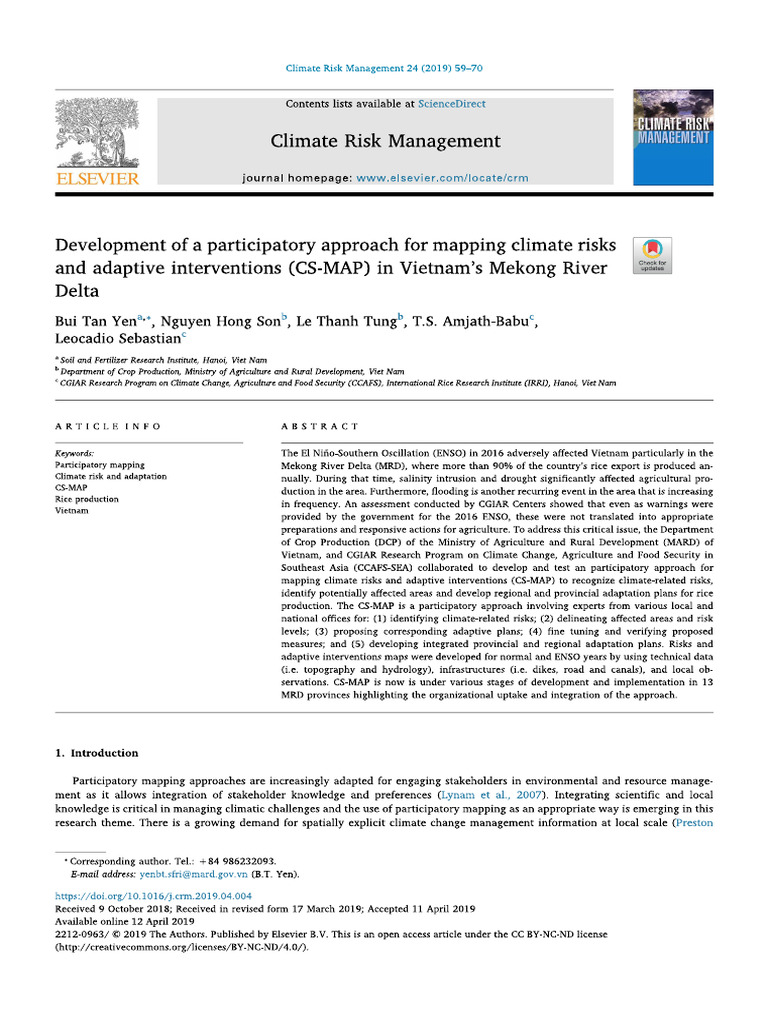 Development of A Participatory Approach For Mapping Climate Risks and ...