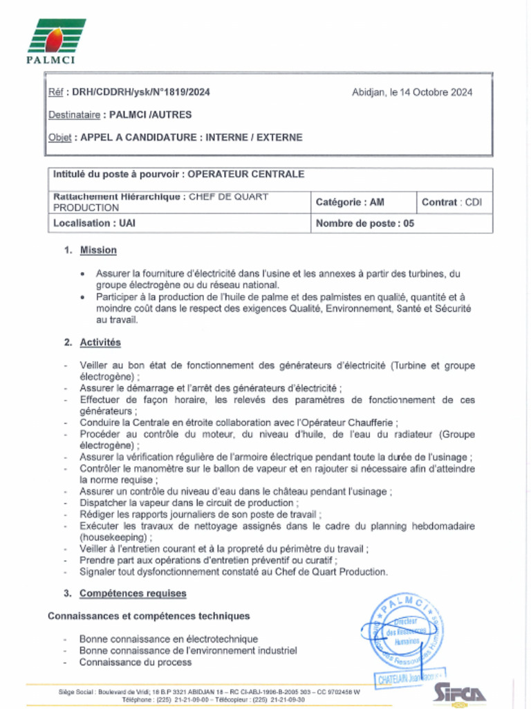 AC - Opérateur Centrale | PDF