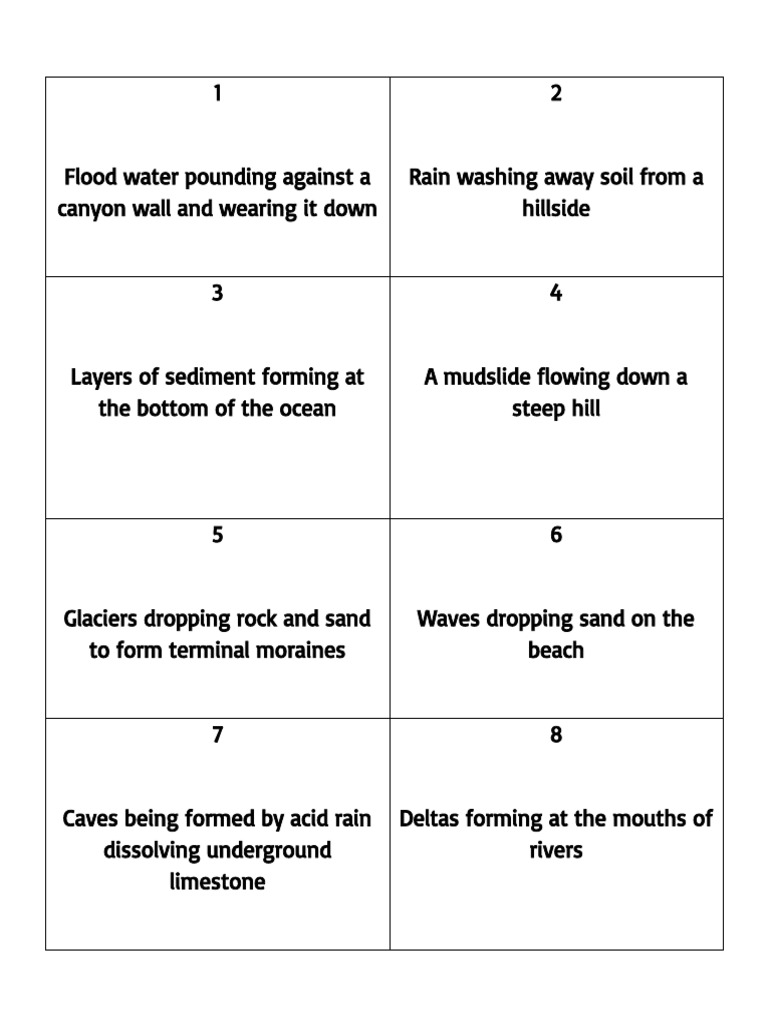 Copy of Weathering_erosion_deposition sorting activity (2) | PDF