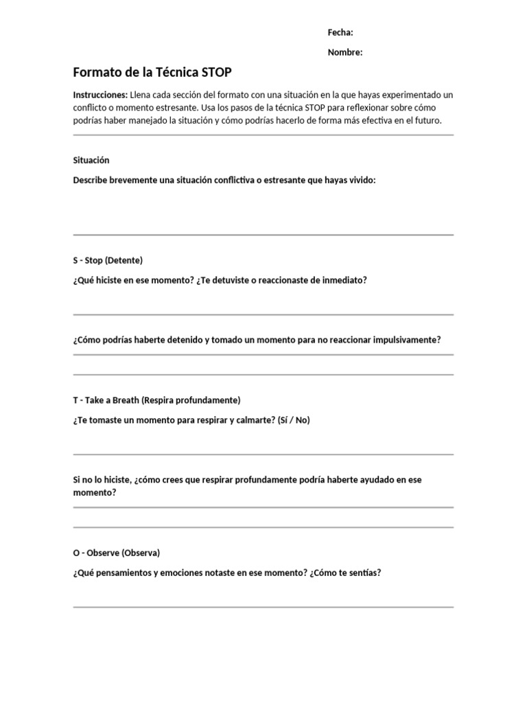 Formato de La Técnica STOP | PDF
