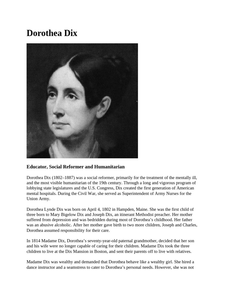 Dorothea Dix: Legacy and Death | PDF