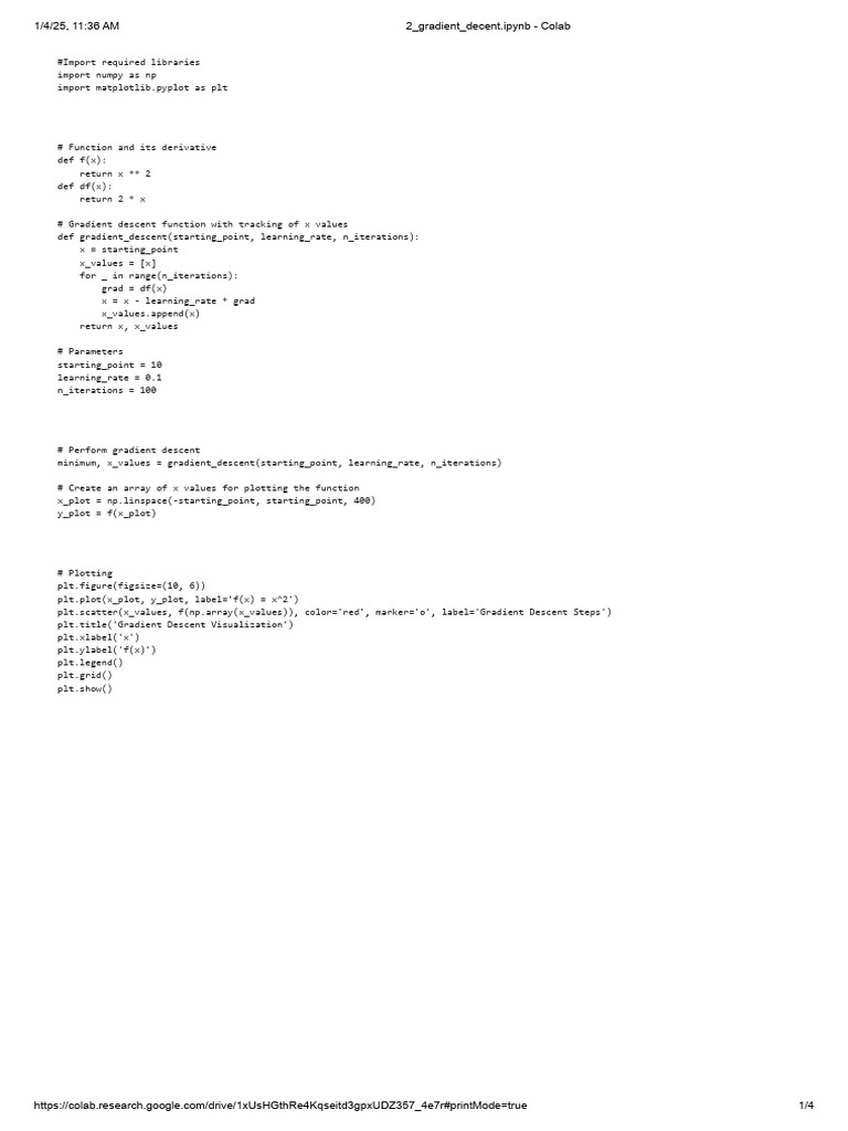 2_Gradient Descent Visualisation | PDF | Theoretical Computer Science | Mathematics