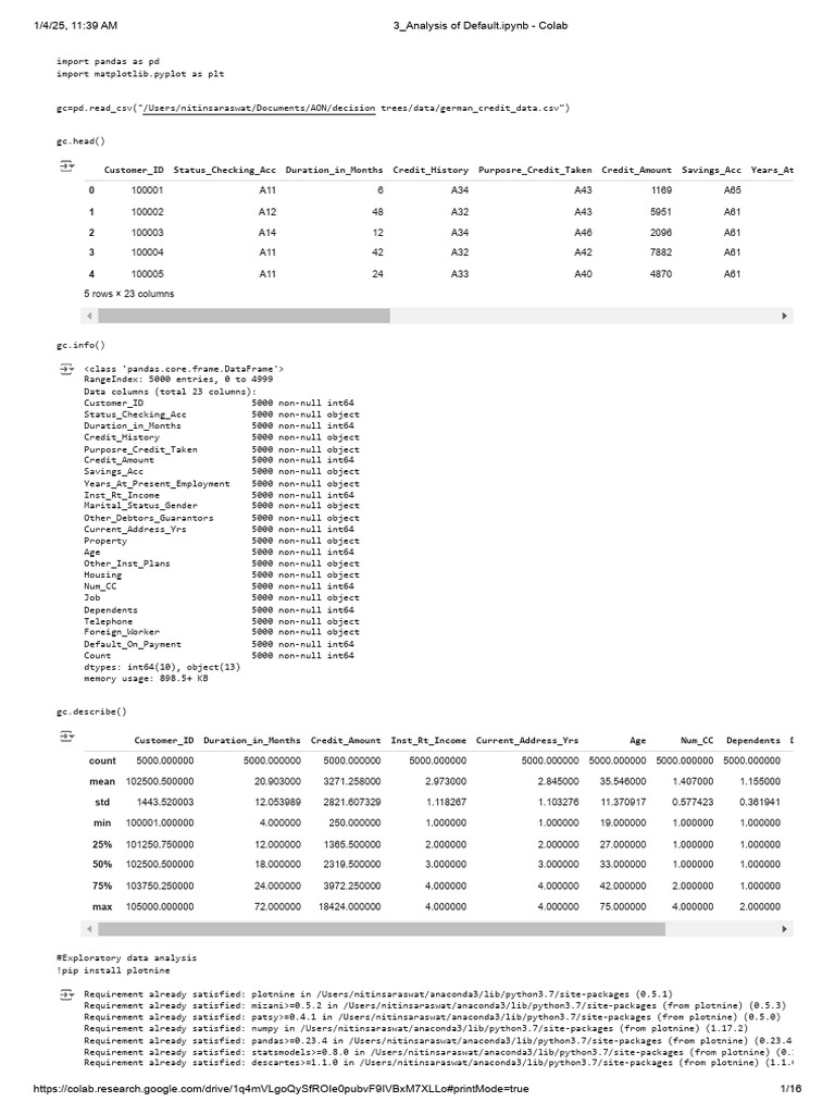 3 - Analysis of Default - Ipynb - Colab | PDF | Receiver Operating Characteristic | Applied ...
