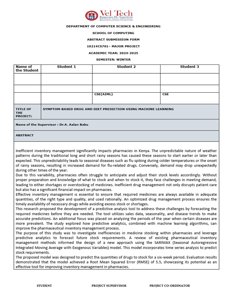 R-21-Cse-major Project Title & Abstract Form | PDF | Predictive ...