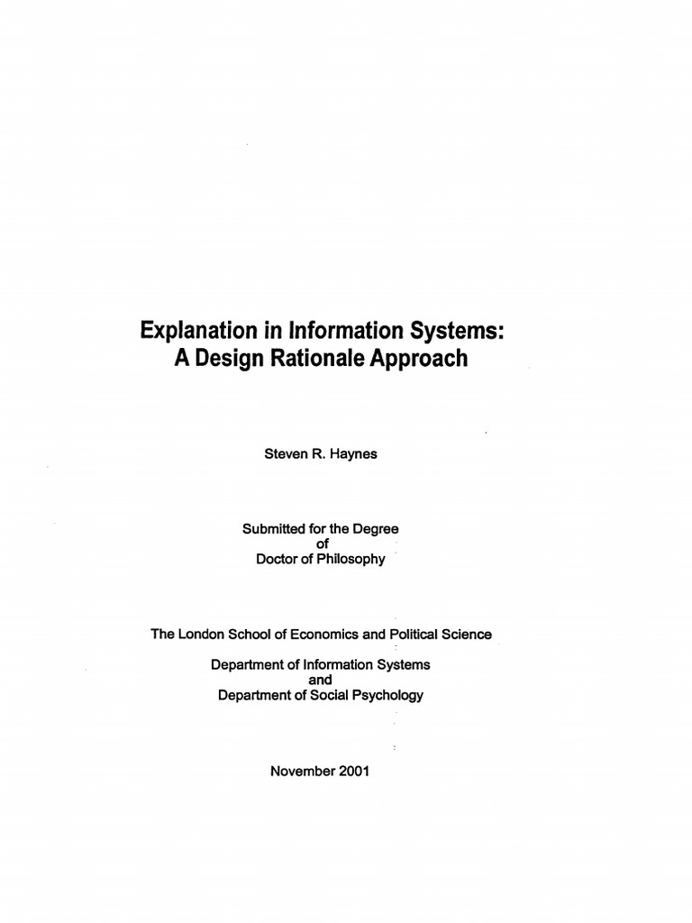Explanation in Information Systems A Design Rationale Approach | PDF | Theory | Information