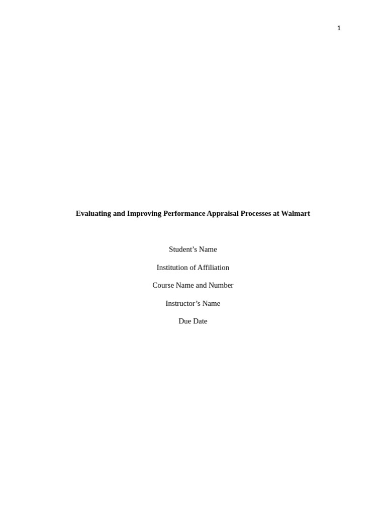 Evaluating and Improving Performance Appraisal Processes at Walmart ...