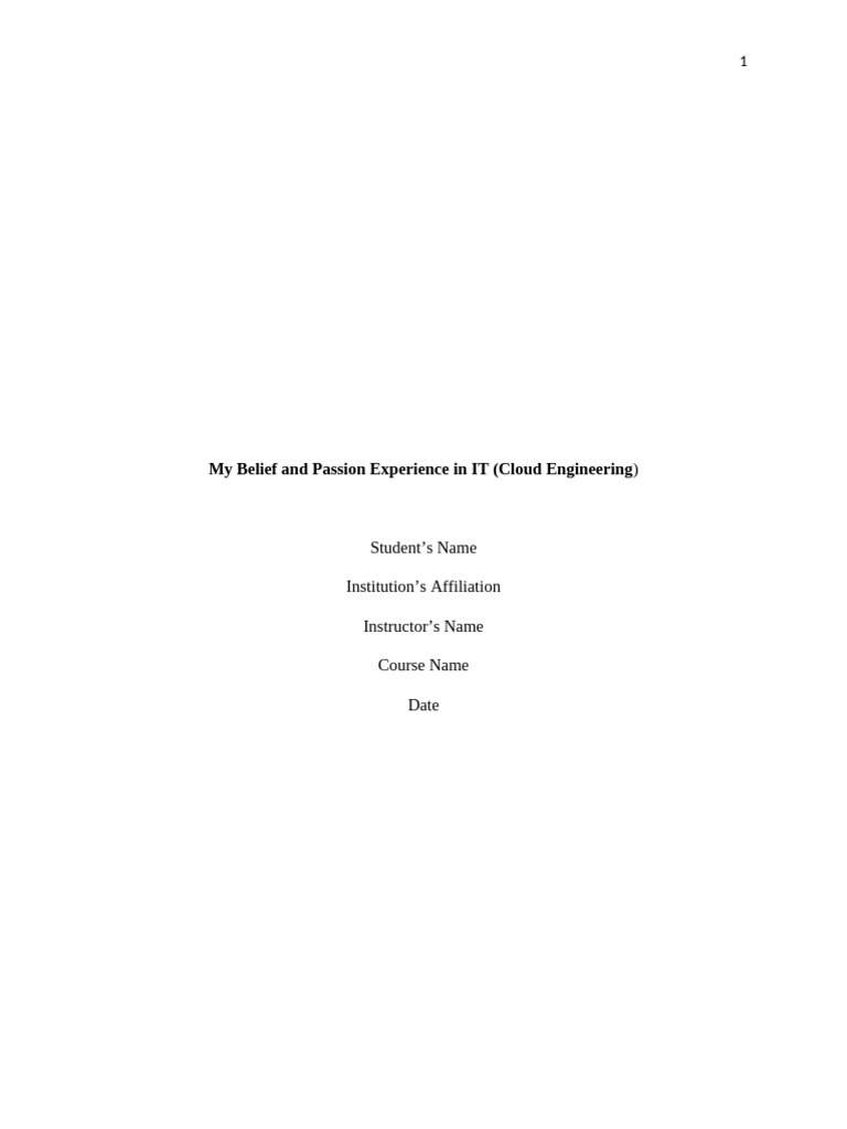 My Belief and Passion Experience in IT (Cloud Engineering | PDF ...