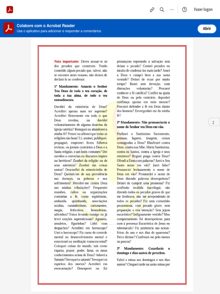 Folheto de Confissão Da Crisma .PDF (Review) - Adobe Cloud Storage 2 | PDF