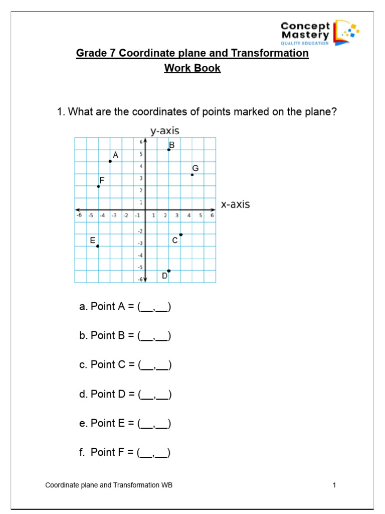 7th Grade Coordinate Plane Transformations | PDF | Cartesian Coordinate ...