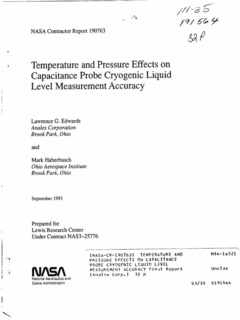 capacitive-probe-accuracy-nasa | PDF | Pressure | Liquids