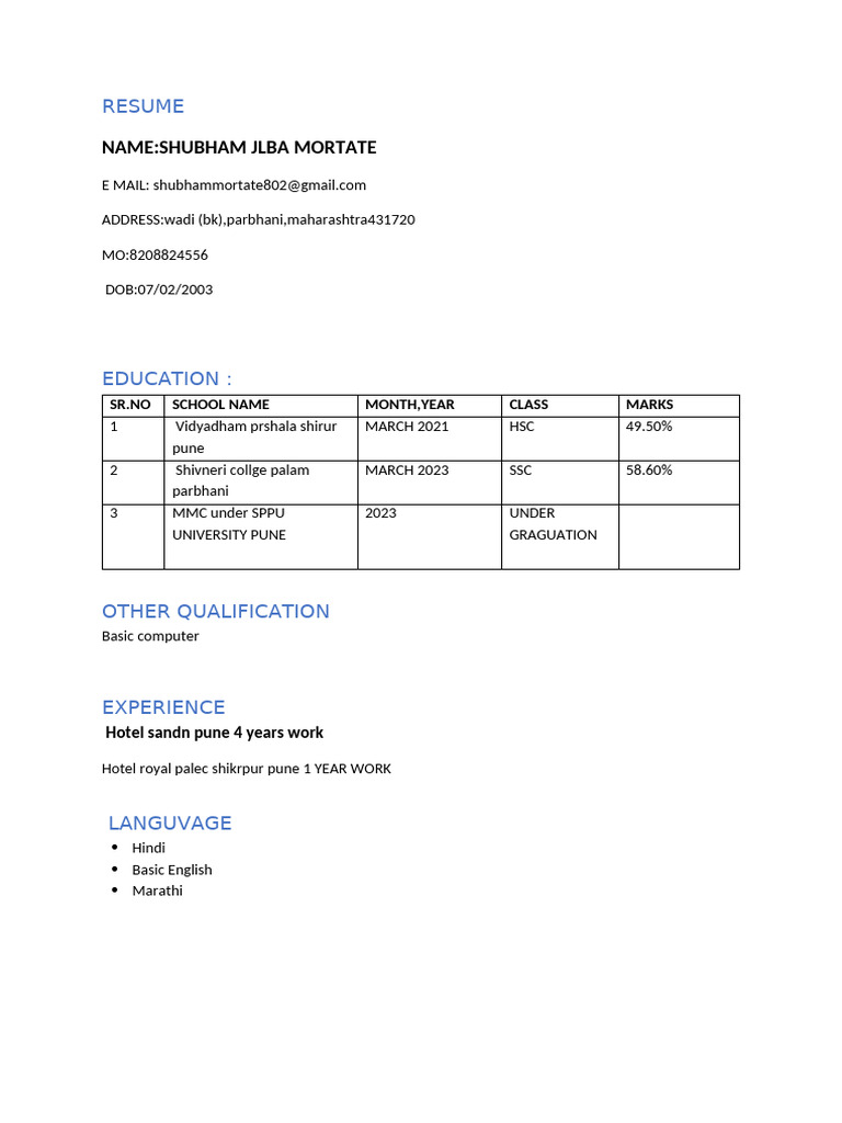 Shubham Mortate | PDF