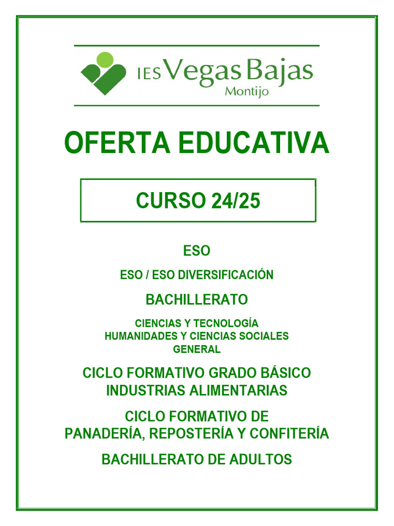 24 25 Oferta Educativa VB | PDF | Confitería | Humanidades