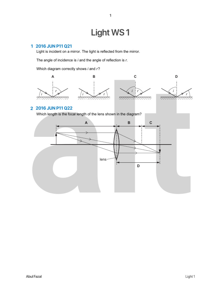 20 Light WS 2022 | PDF | Reflection (Physics) | Light