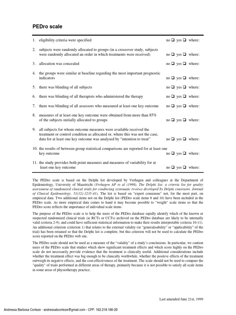 PEDro - Scale (Material Aula 3) | PDF | Standard Deviation | Standard Error