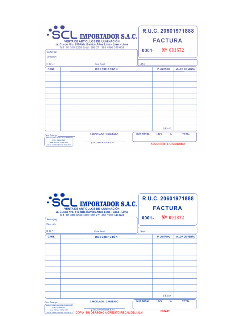 Factura de SCL 22222 | PDF