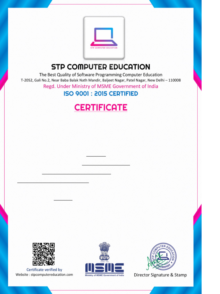 Shivam Basic Computer Certificate | PDF