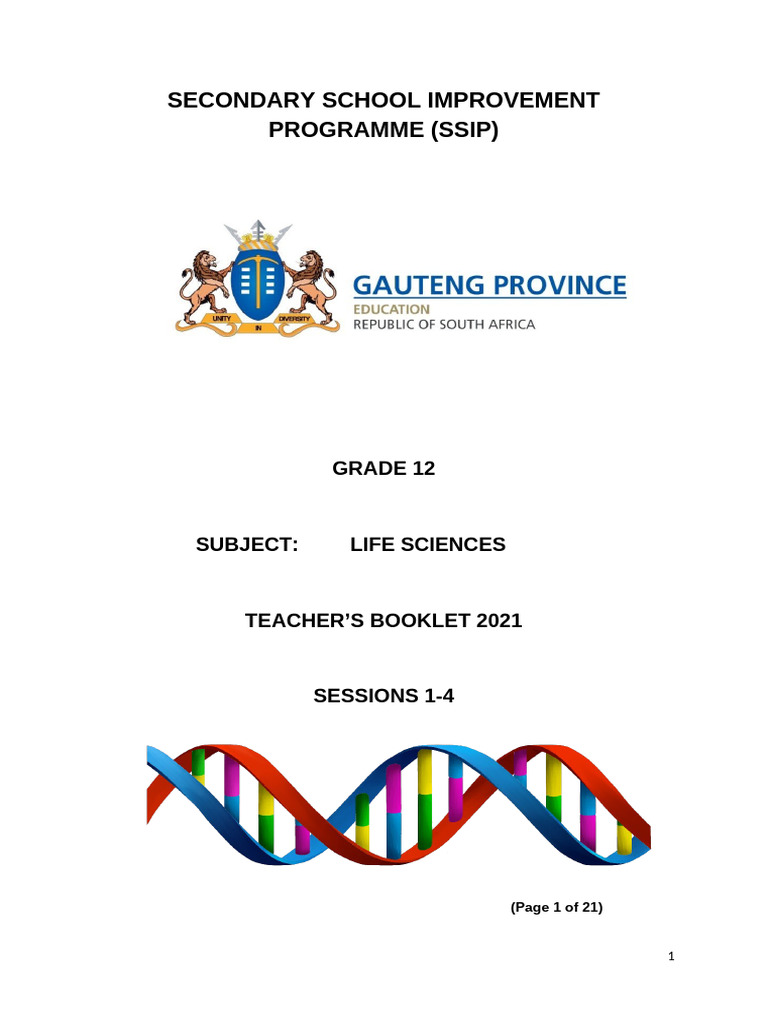 Ssip Teacher's Booklet Sessions 1-4 2021 | PDF | Rna | Translation ...