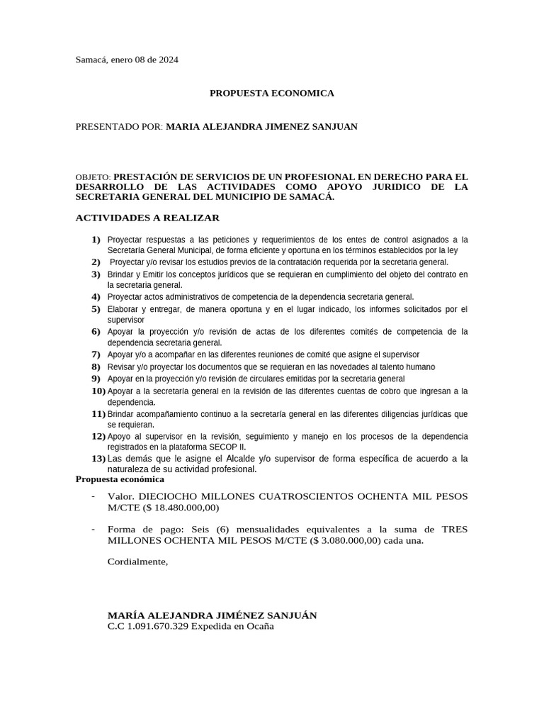 Propuesta Economica | PDF