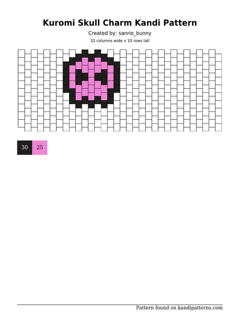 Kuromi Skull Charm Kandi Pattern: Created By: Sanrio - Bunny | PDF