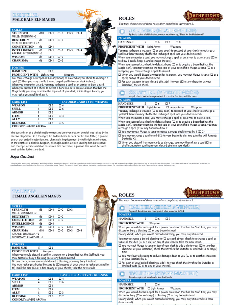 Magus Class Deck Character Sheets | PDF | D20 System | Gaming