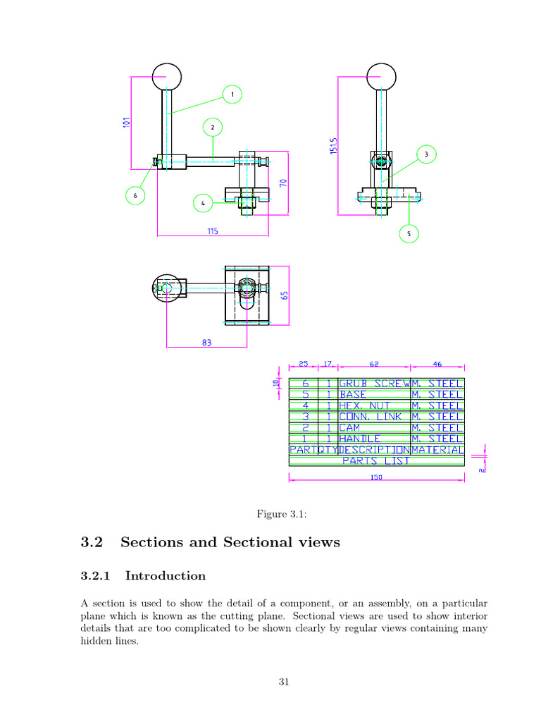 Lecture Notes - Sectional Views and Assembly | PDF | Screw | Geometry