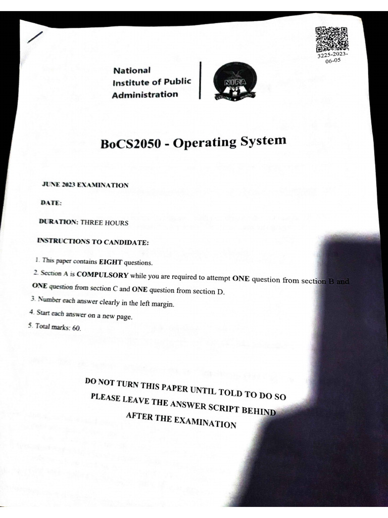 June 2023 OS Past Paper | PDF