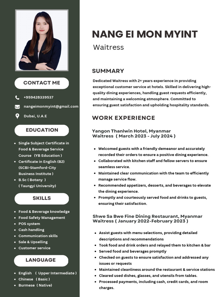 Shwe Sa Bwe Waitress Experience | PDF | Waiting Staff | Restaurants