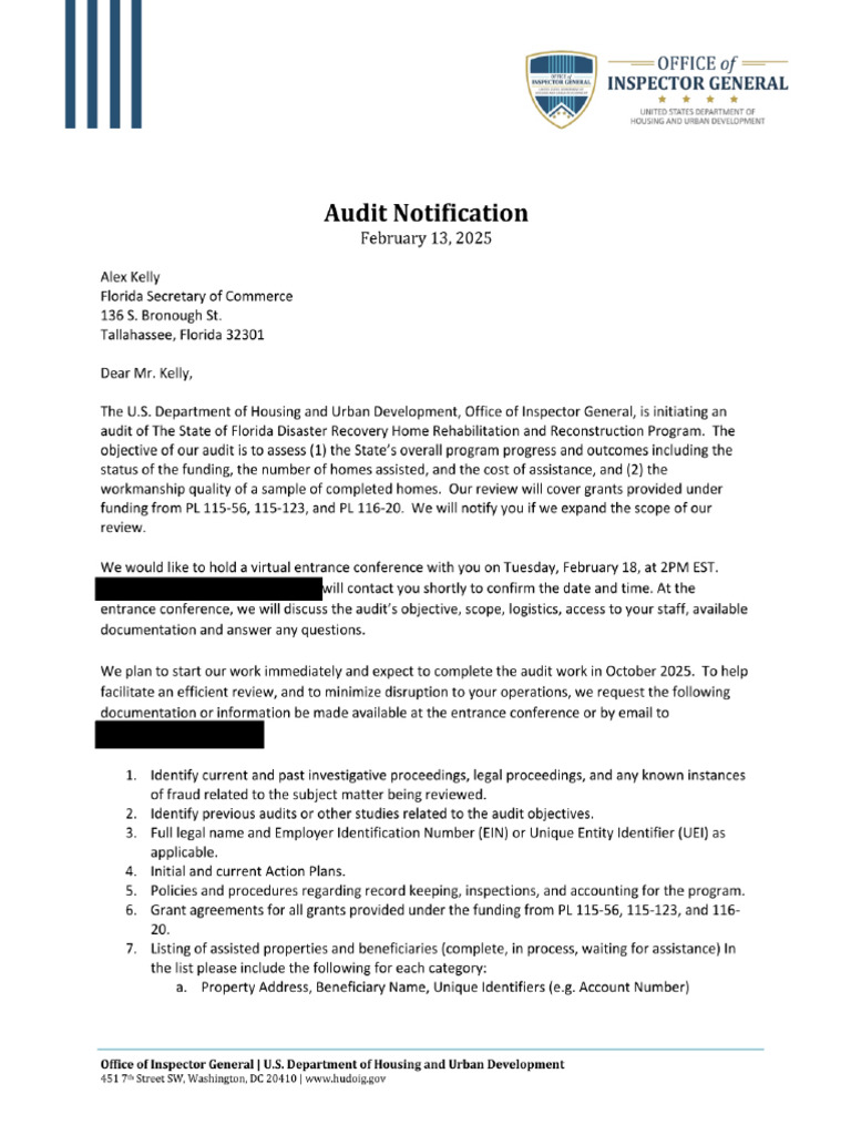 Florida Audit Letter | PDF