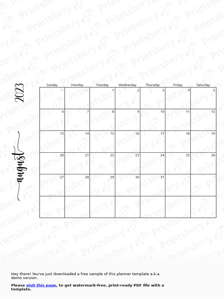 Simple Monthly Calendar Horizontal-A4 | PDF
