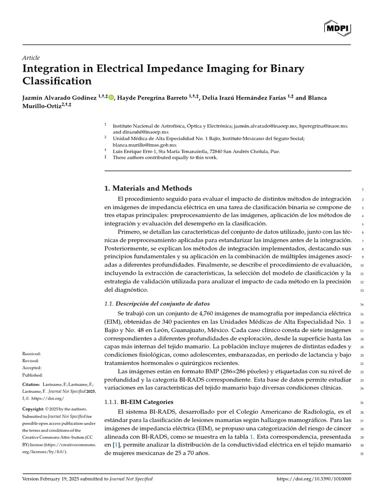 Integration in Electrical Impedance Imaging for Binary Classification Metodos (1) | PDF ...
