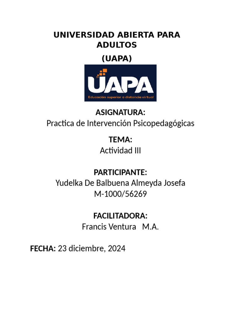 Tema 3 Practica de Intervencion Psicopedagogicas Yude | PDF | Aprendizaje | Matemáticas