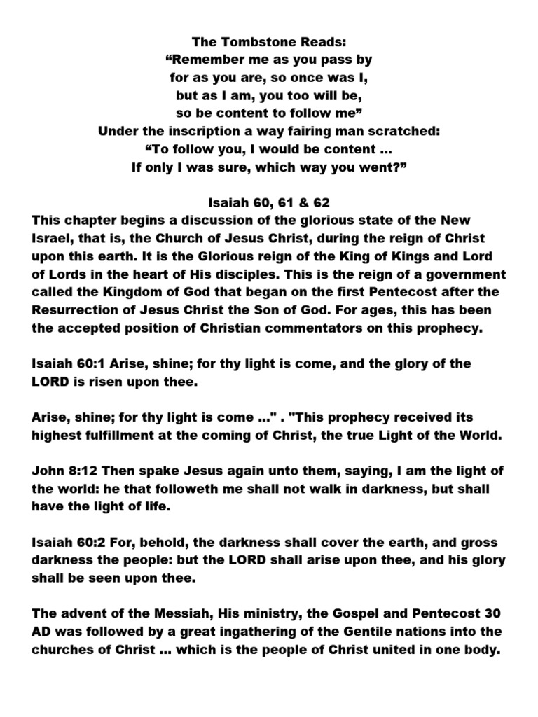 Isaiah 60-62: Prophecy of Christ's Reign | PDF | Jesus | Glory (Religion)
