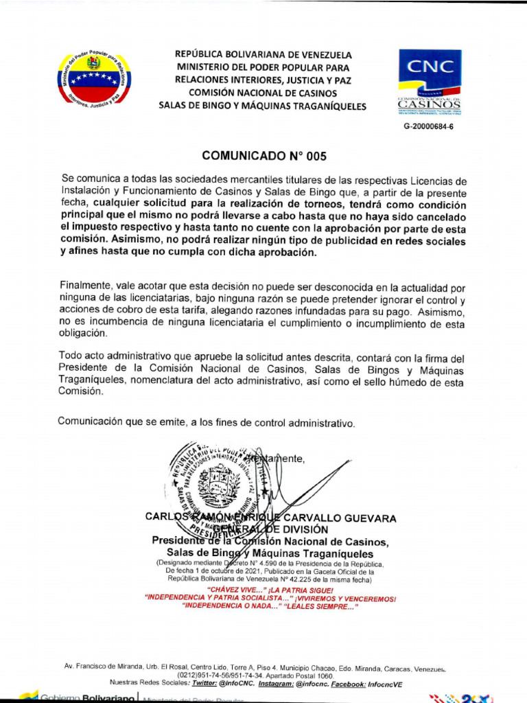 Comunicado 005 0001 | PDF