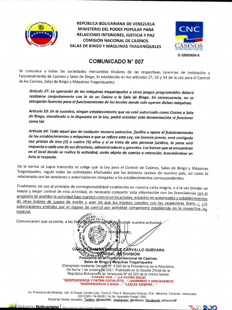Comunicado 007 0001 | PDF