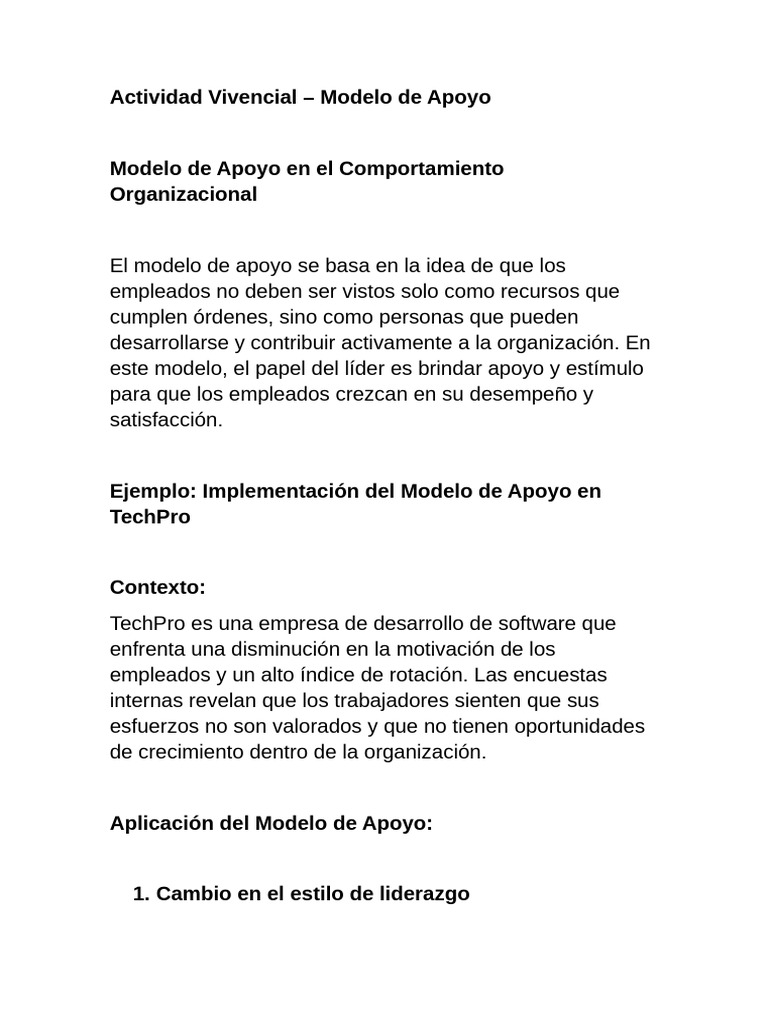 Modelo de Apoyo en Comportamiento Organizacional | PDF | Liderazgo ...