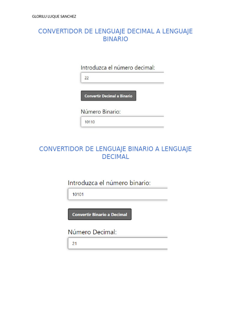 Convertidor de Lenguaje Decimal A Lenguaje Binario | PDF