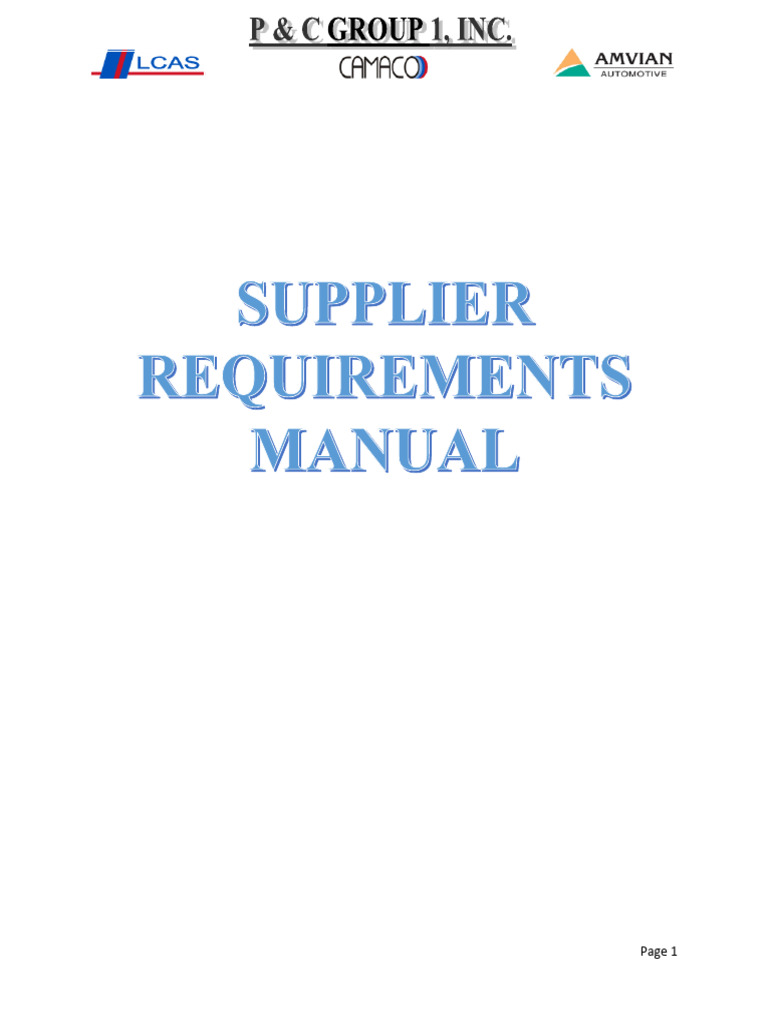 PCG Supplier Requirements Manual 2020 | PDF | Accounts Payable
