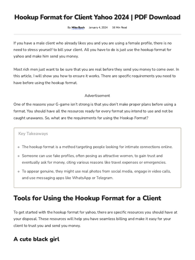 Hookup Format For Client Yahoo 2024 - PDF Download | PDF