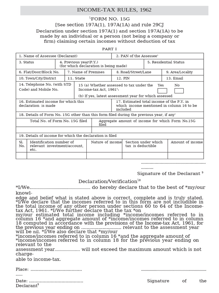form 15g (1) | PDF | Income Tax | Taxation